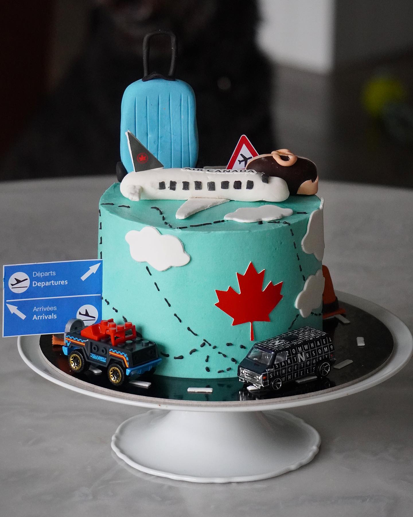 Sky-High Indulgence: Air Canada Inspired Cake with Fondant Luggage ...